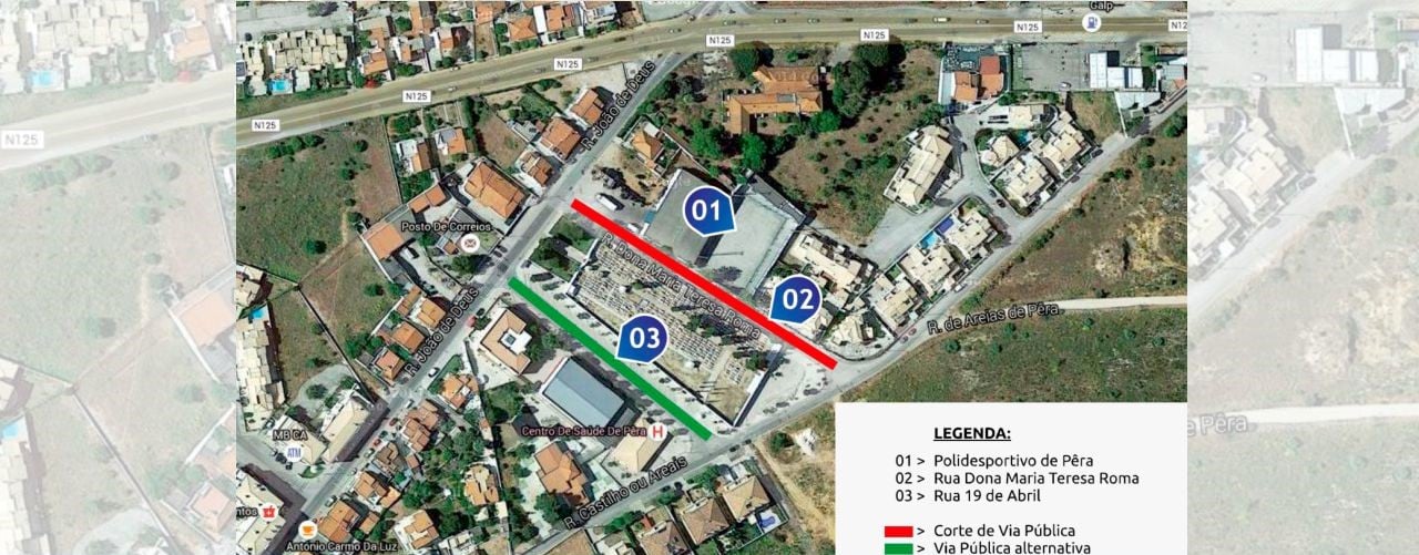 Rua em Pêra terá corte de trânsito durante eventos